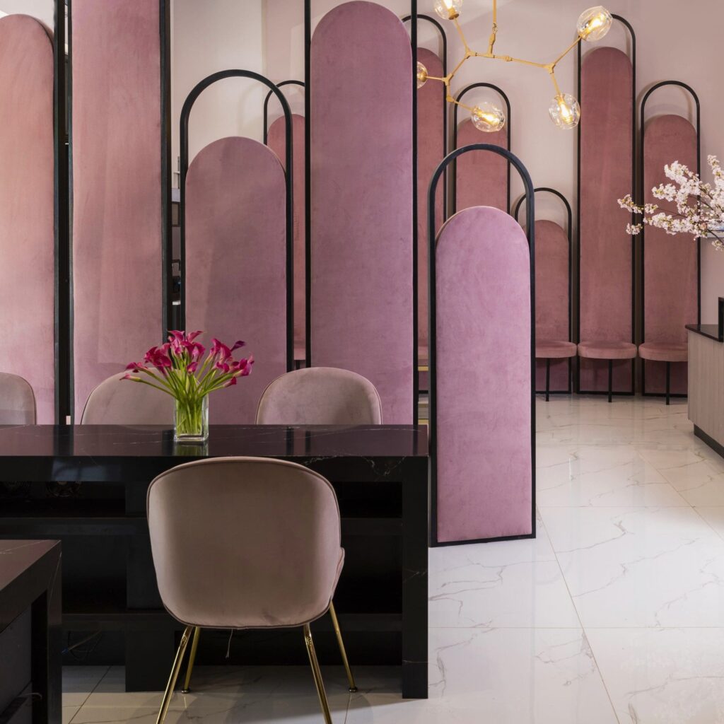 Gloss Nail Bar | Curvilinear Design & Playful Pink Palette with ...